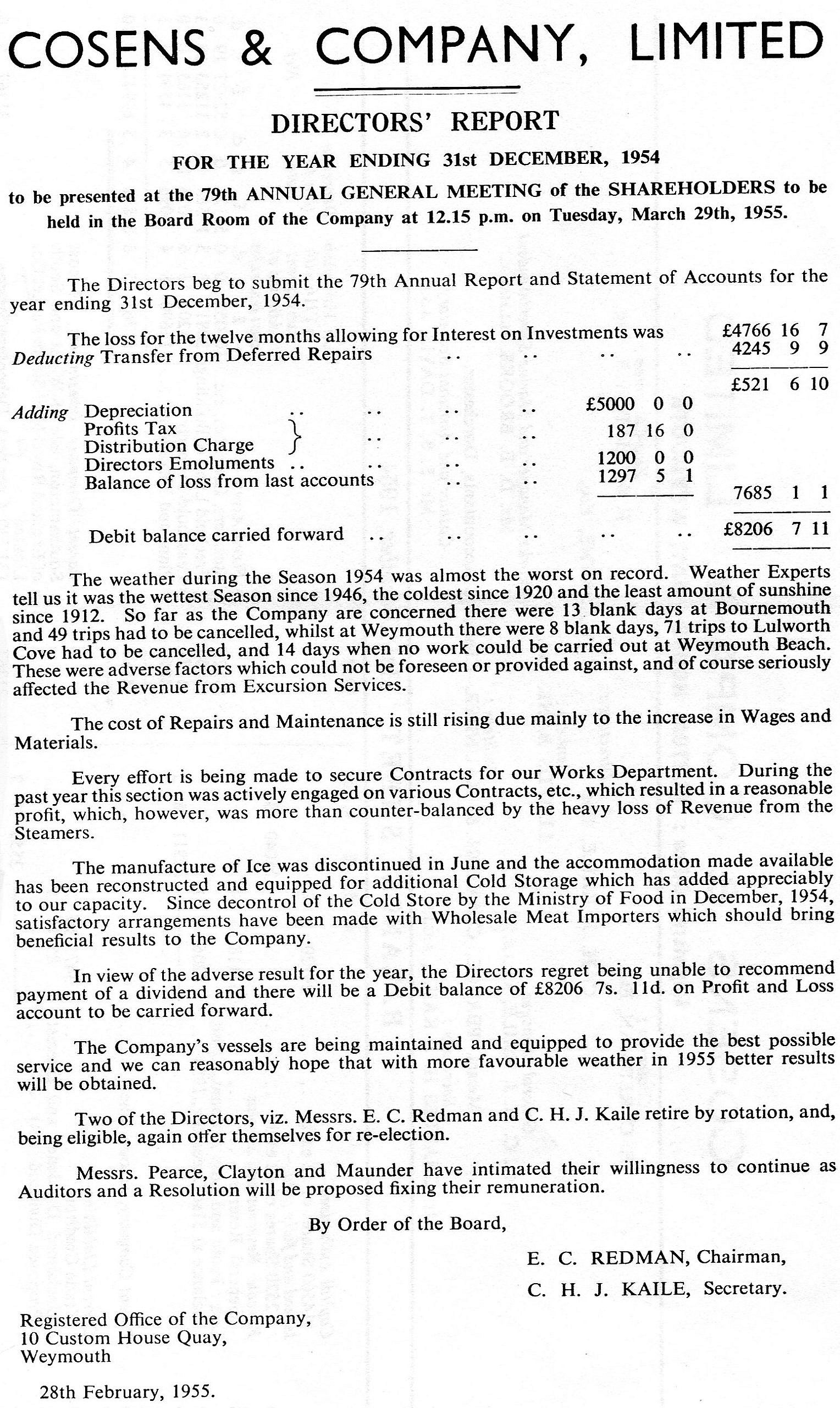 29th March 1955: Cosens’s AGM – Kingswear Castle